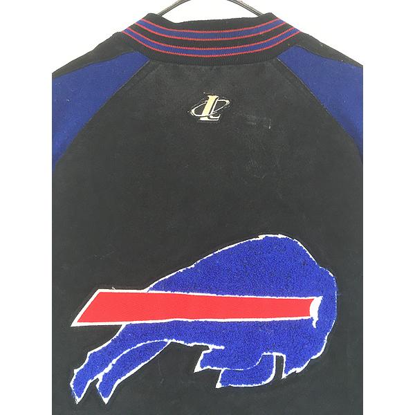 古着 90s NFL Buffalo Bills ビルズ 本革 レザー × ウール スタジャン