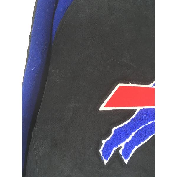 古着 90s NFL Buffalo Bills ビルズ 本革 レザー × ウール スタジャン