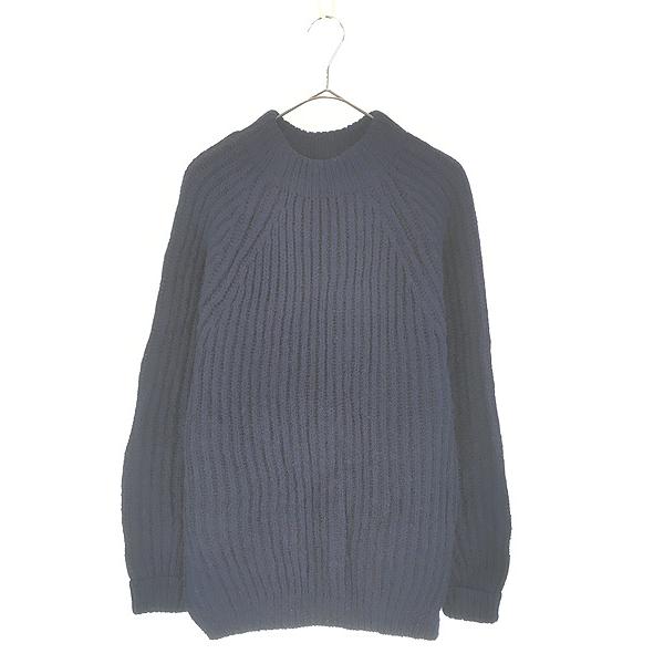 古着 70s 英国製 Atlantis Weathergear 畦編み ローゲージ ヘビー ウール ニット モックネック セーター M ...