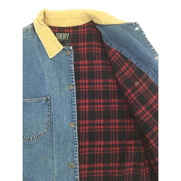 古着 90s DKNY バッファロー チェック ライナー コーデュロイ襟 ブルー