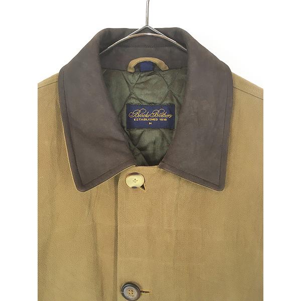 古着 90s- Brooks Brothers 本革 レザー襟 パデッド コットンツイル ジャケット コート M 古着 90s- Brooks Brothers 本革 レザー襟 パデッド コットンツイル