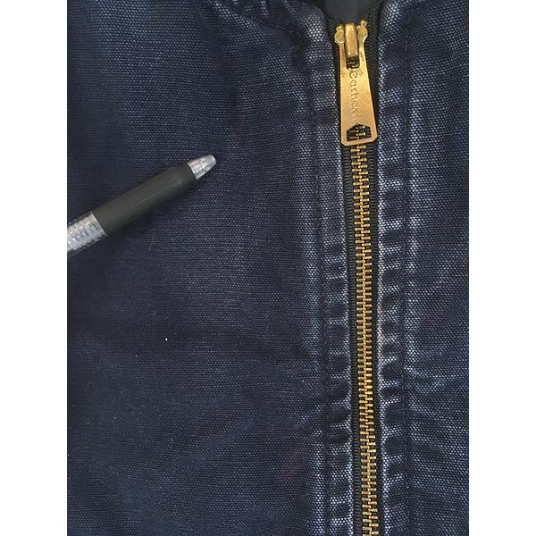 古着 10s Carhartt ネイビー ダック 首リブ パデット ベスト L : 古着