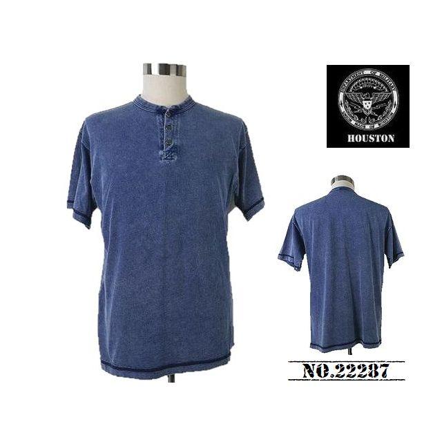 HOUSTON（ヒューストン） 【送料無料 29%OFF】HOUSTON インディゴ ヘンリーネックTシャツ NO.22287 INDIGO ...