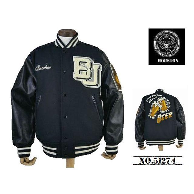 HOUSTON 【送料無料 51%OFF】HOUSTON ヒューストン メルトン アワードジャケット 「BEER」 NO.51274 BLACK_Lサイズ : DRAGON AGENT ...