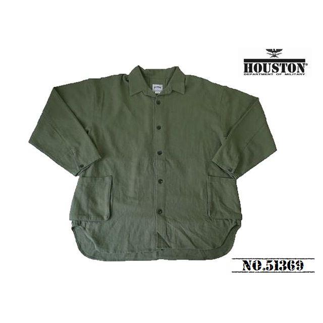 HOUSTON 【送料無料 41%OFF】HOUSTON ヒューストン コットンリネン ワイドシャツジャケット NO.51369 OLIVE ...