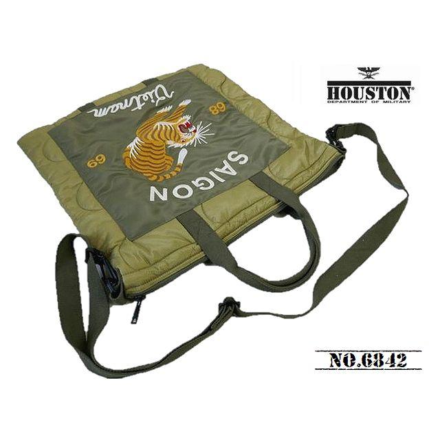 【送料無料 28%OFF】HOUSTON ヒューストン 刺繍キルティング ヘルメット バッグ 「TIGER」柄 NO.6842 OLIVE ...
