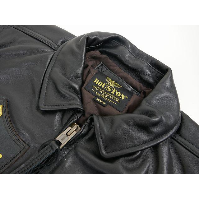 HOUSTON 【送料無料 39%OFF】HOUSTON ヒューストン シープスキン レザー CWU-45P フライトジャケット PATCH CUSTOM NO.8194 BLACK_Mサイズ ...