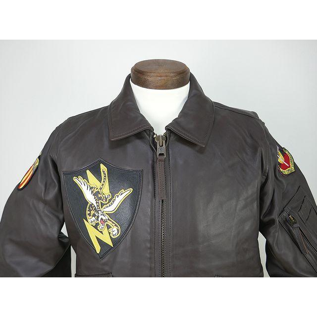 HOUSTON 【送料無料 39%OFF】HOUSTON ヒューストン シープスキン レザー CWU-45P フライトジャケット PATCH CUSTOM NO.8194 BROWN_Mサイズ ...