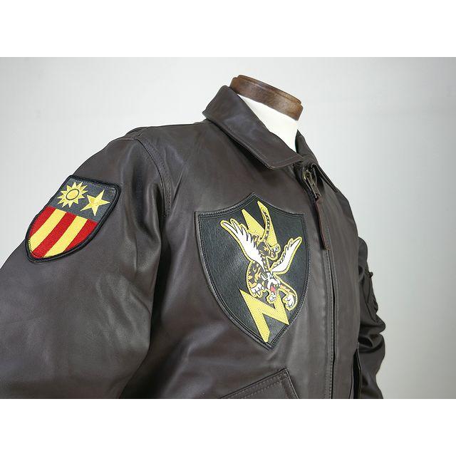 HOUSTON 【送料無料 39%OFF】HOUSTON ヒューストン シープスキン レザー CWU-45P フライトジャケット PATCH CUSTOM NO.8194 BROWN_Mサイズ ...