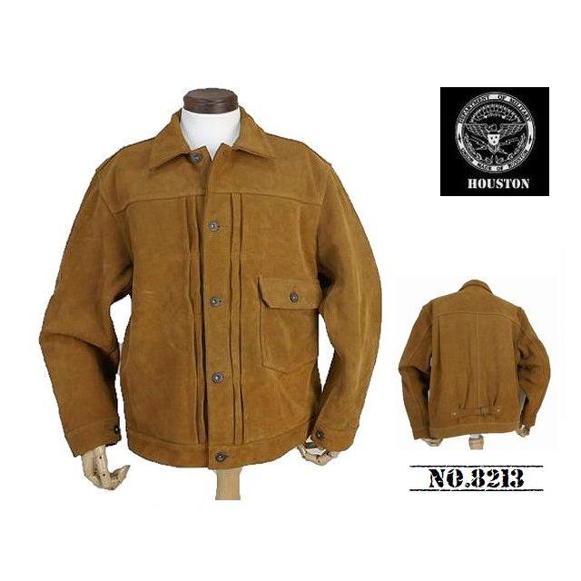HOUSTON 【送料無料 51%OFF】HOUSTON ヒューストン カウスゥエード 牛革 トラックジャケット (少々汚れ有) NO.8213 CAMEL_40サイズ : DRAGON ...