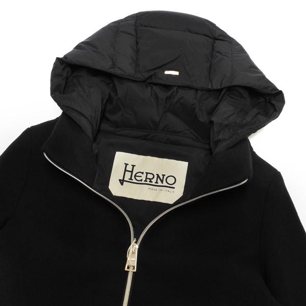 HERNO ヘルノ ウール切替 フード付 ダウンコート【ブラック】 PI001760D 39601 9300/【2023-24AW】l-outer : drawers ドロワーズ - 通販 ...
