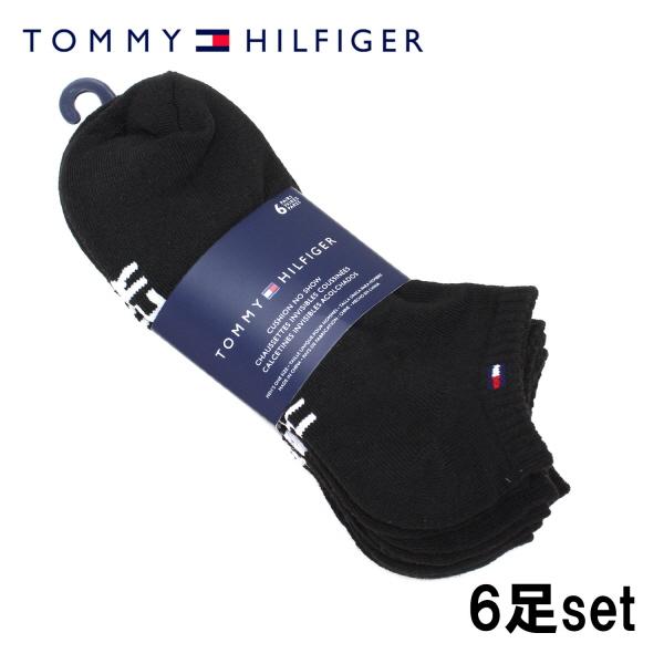TOMMY HILFIGER トミー・ヒルフィガー メンズ ソックス 6足セット【BLACK】 TVM221NS04002 BLACK/m ...