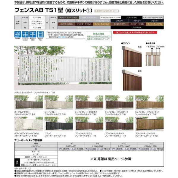 LIXIL フェンス フェンスAB TS1型(縦スリット1) T-10 本体 2000mm(フリーポールタイプ専用)×1000mm リクシル 目隠し おしゃれ リフォーム DIY ...