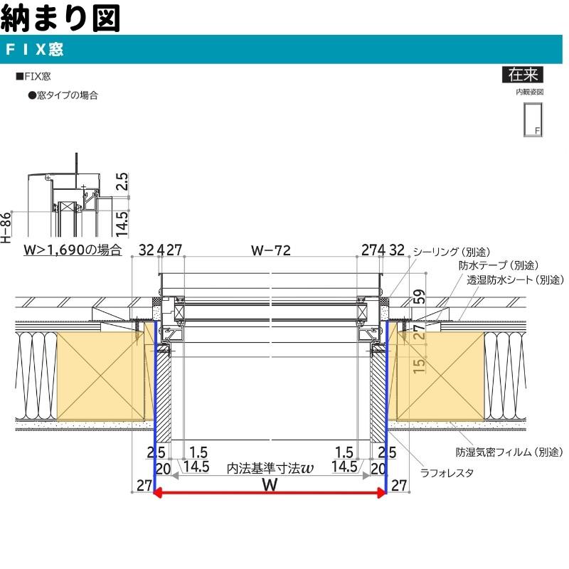 エピソード（YKK AP） FIX窓 半外付 06005 エピソードII NEO W640×H570 mm YKKap 断熱 樹脂アルミ複合 サッシ 引き違い 窓 リフォーム DIY ...