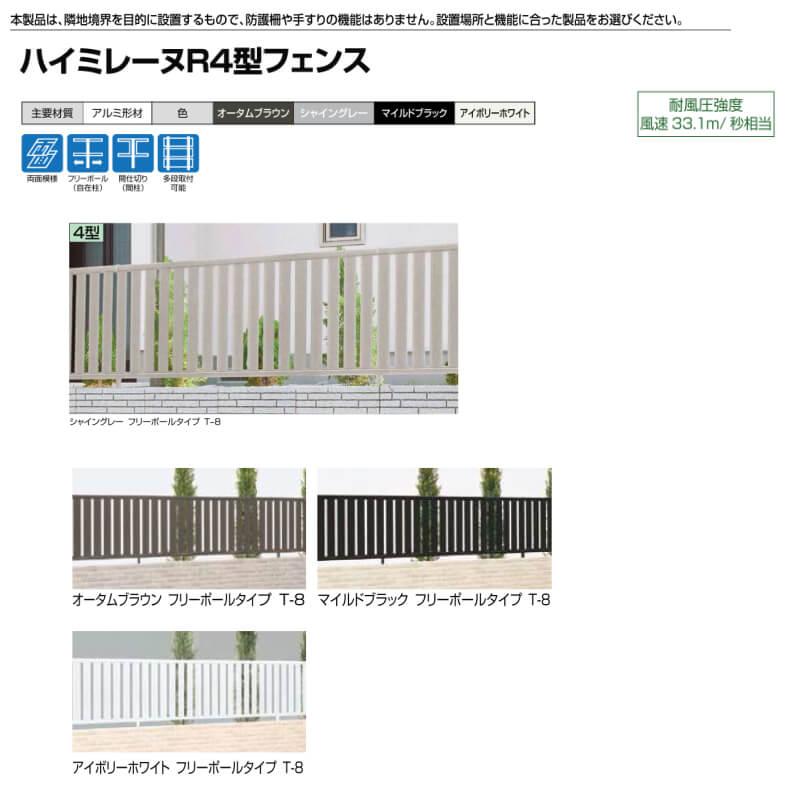 LIXIL フェンス ハイミレーヌR4型フェンス フリーポールタイプ T-6 本体 1975.5×600mm : リフォームおたすけDIY - 通販 - Yahoo!ショッピング