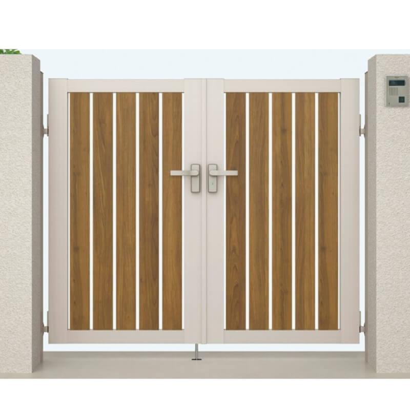 開き門扉AB ウッディTS2型両開き 柱使用 呼称06-10 扉寸法W1200(600+600)×H1000mm リクシル LIXIL 開き門扉 おしゃれ シンプル リフォーム :mab ...