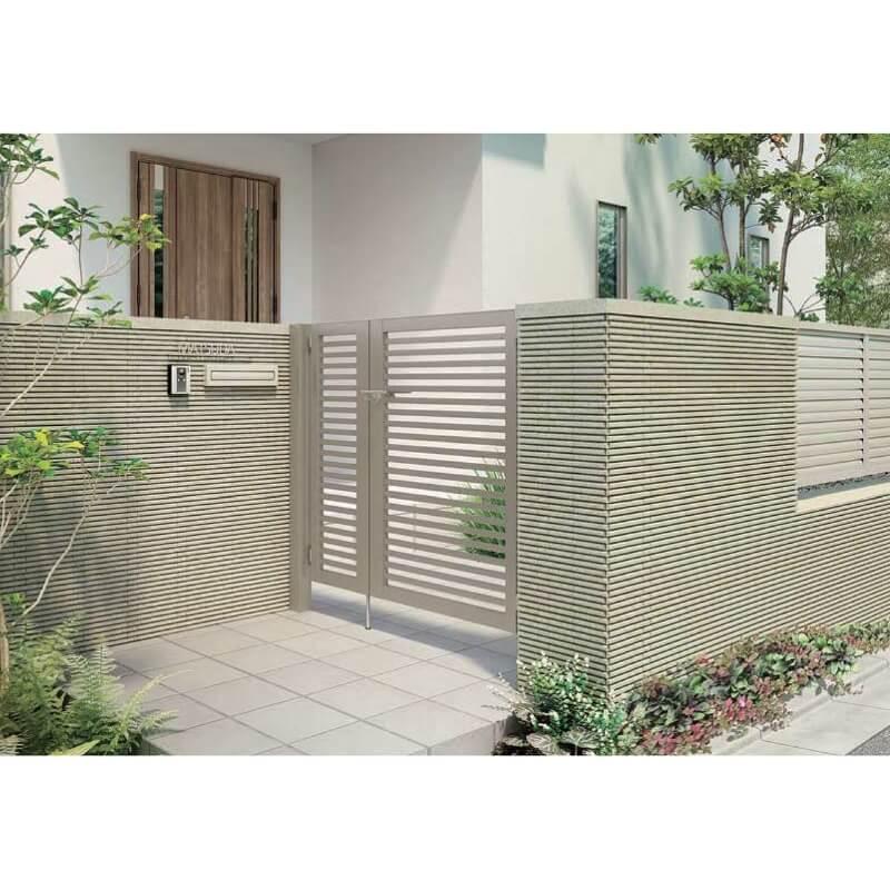 LIXIL 開き門扉AB ウッディTS2型両開き 柱使用 呼称06-12 扉寸法W1200(600+600)×H1200mm リクシル 開き門扉 おしゃれ シンプル リフォーム : リフォーム ...