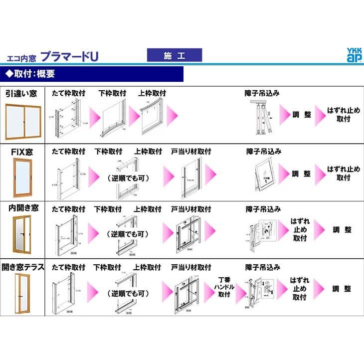YKK AP 二重窓 内窓 プラマードU 2枚建 引き違い窓 Low-E複層ガラス 透明3+A12+3mm/型4+A11+3mm W幅1001〜1500 H高さ801〜1200mm YKKap ...