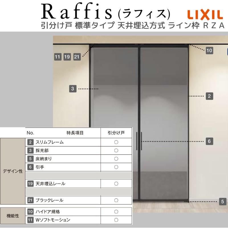 ラフィス 室内引戸 引分け戸 天井埋込方式 ライン枠 RZA アルミガラス 3224 リクシル LIXIL Raffis 建具 交換 リフォーム DIY : リフォームおたすけDIY - 通販 ...