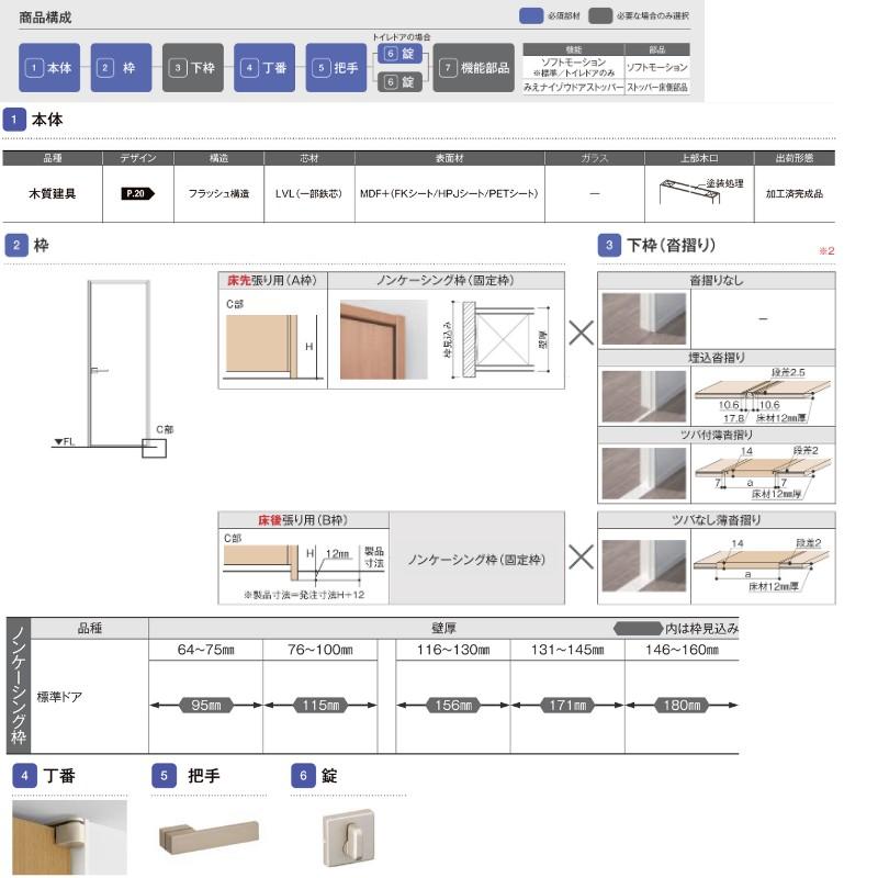 ラフィス 室内ドア 標準ドア ノンケーシング枠 RAA 1224/05520/0620/06520/0720/0820/0920 リクシル LIXIL Raffis 建具 交換 リフォーム ...