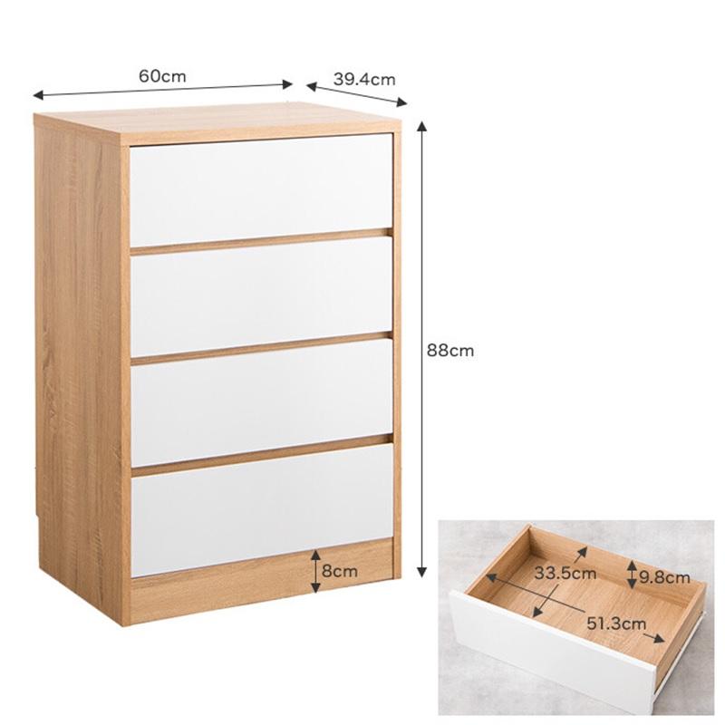 幅60cm Linoa チェスト 4段 ナチュラル／ホワイト 153010 : Dreamrelife Store - 通販 - Yahoo!ショッピング