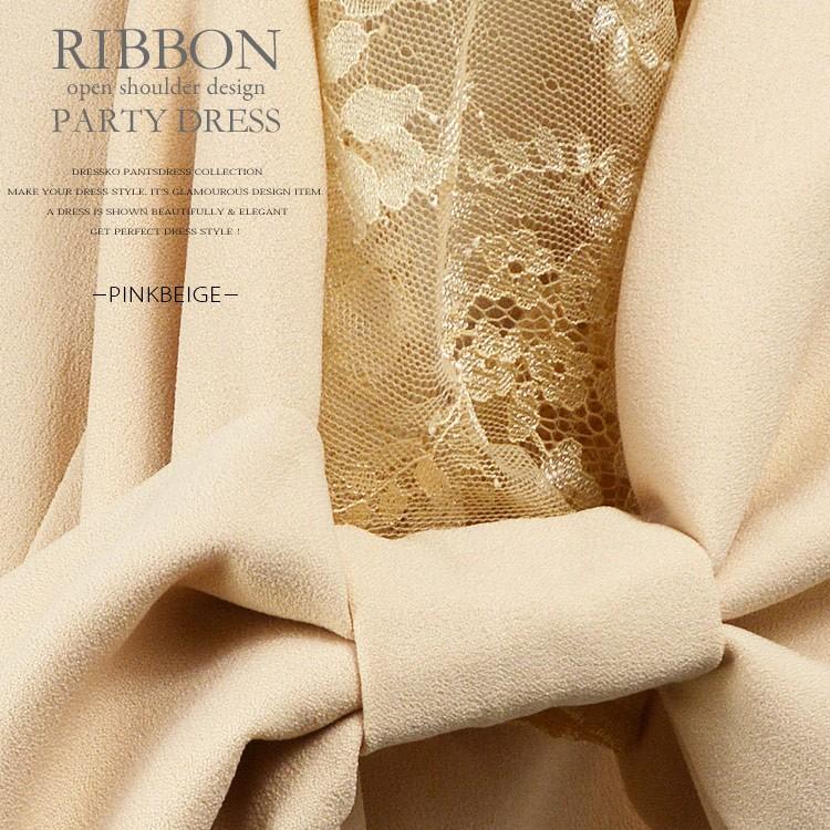 パーティードレス 結婚式 大きいサイズ ドレス ミモレ 送料無料 リボン