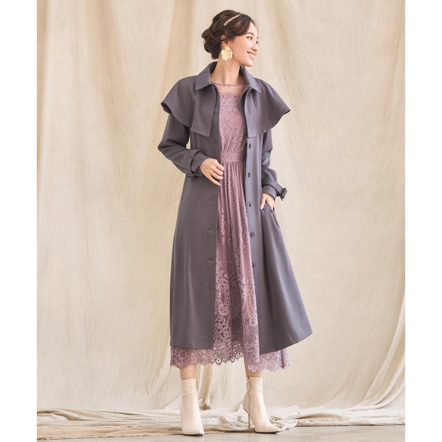 DRESS+ トレンチコート レディース ロングコート 膝下丈 2way 春 DRESS+ トレンチコート レディース ロングコート 膝下丈 2way 春