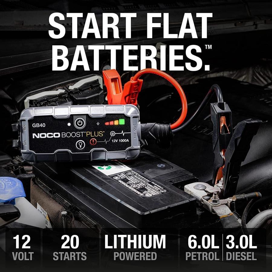 NOCO（ノコ） GB40 ジャンプスターター 1000A リチウムイオン 最大6.0L対応 USB充電 LEDライト搭載 安全設計 ...
