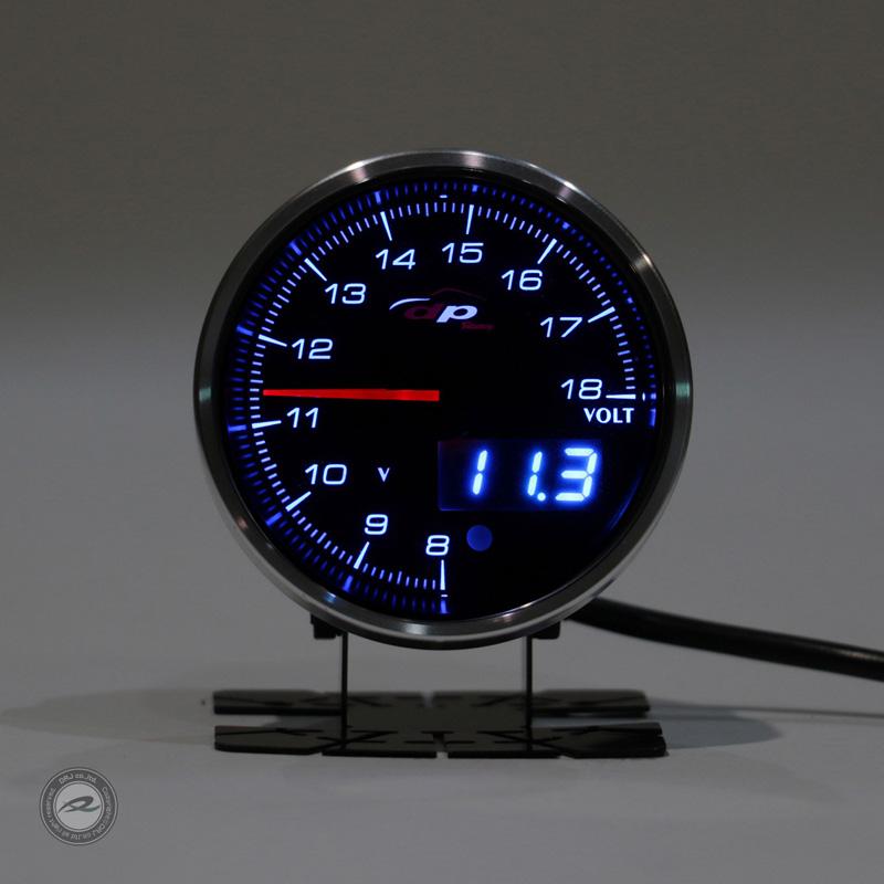 電圧計 DX60Φ デポレーシング アナログ/デジタル ホワイト/アンバーレッド/ブルー 3色LED ワーニング ピークホールド付き1年保証 ...