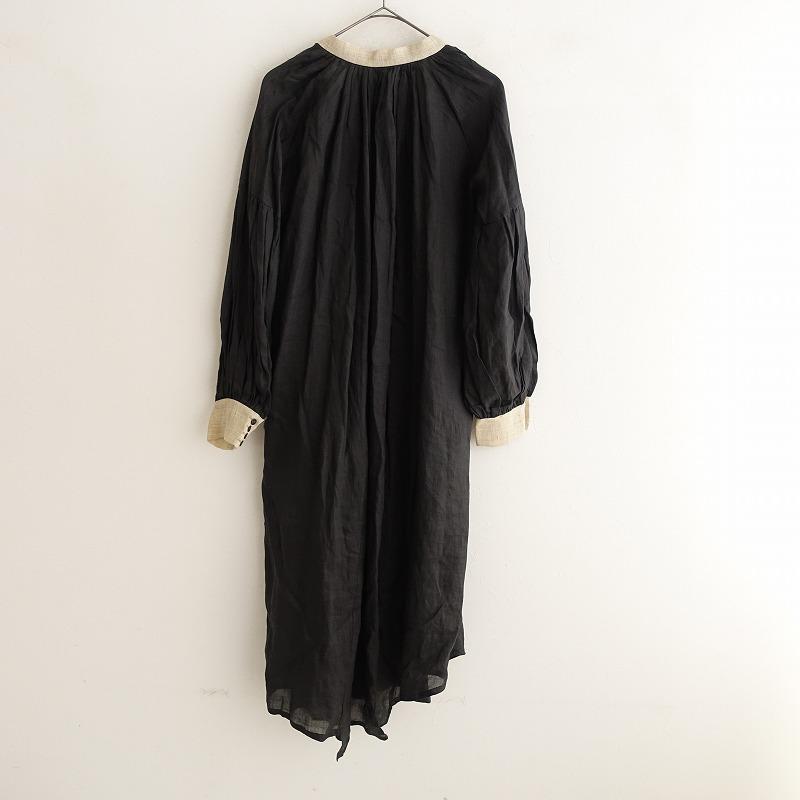 Tabrik 【定価5万】タブリク *アンティークカラーラミー薄手ワンピース*古布使いドレス黒タブリック1022(1-2210-545 ...