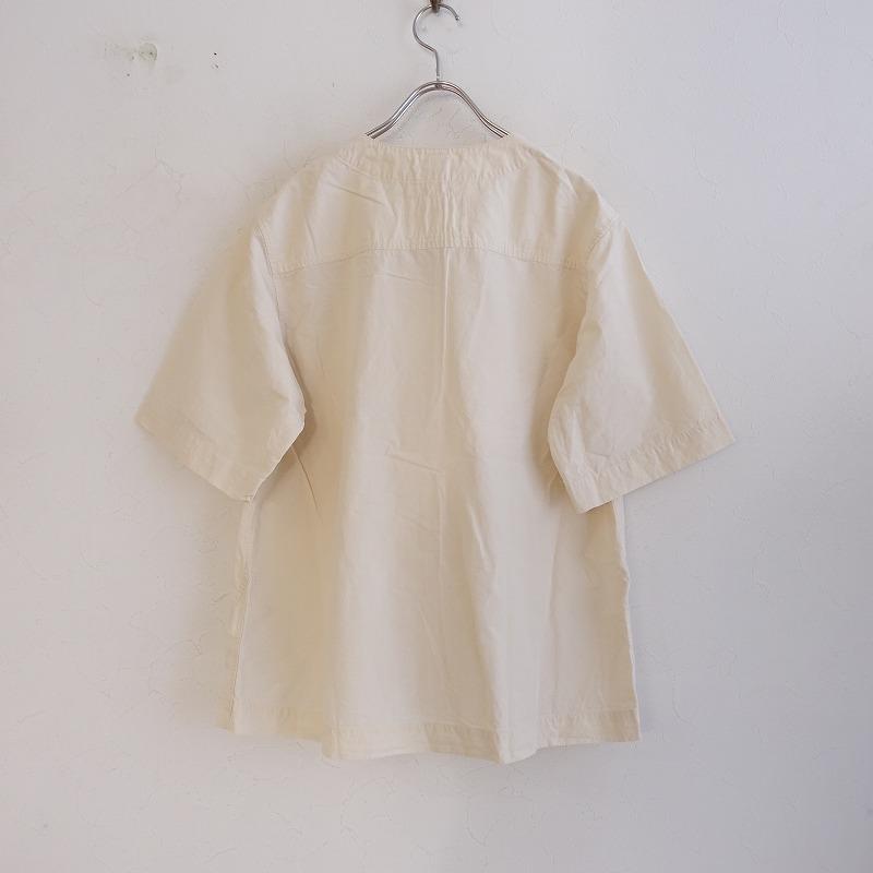 MARGARET HOWELL 【2022】マーガレットハウエル *コットンベースボールシャツ*1アイボリー無地Vネック羽織(2-2303 ...
