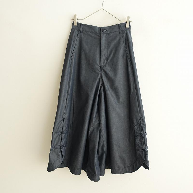 ZUCCa（ズッカ） 【美品】ズッカ *チャイナボタンデニム風フレアパンツ*Sポリエステルダンガリーネイビースカンツゴム(2-2407-488 ...