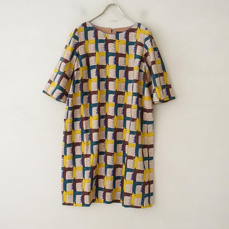 ミナペルホネン mina perhonen *thoroughbred チュニックワンピース*38毛プリントフレアスリーブドレス(25-2407-531)【72H42】 : 25-2407 ...