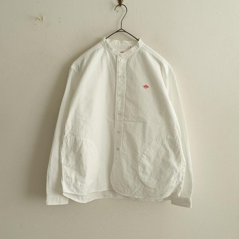Danton ダントン DANTON *コットンバンドカラーシャツ*38綿ホワイト白オックスフォードブラウス(25-2411-536 ...
