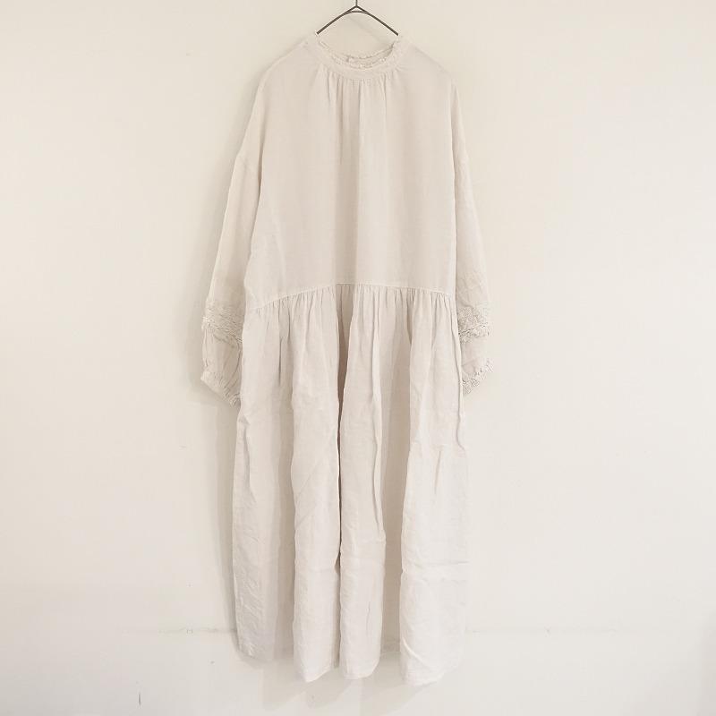【2024SS/定価4.1万】ネストローブ nest Robe *リネン近江晒レース切り替え袖ワンピース*F麻オフ白ドレス(25-2412-50)【50A52】 : 25-2412-50 ...
