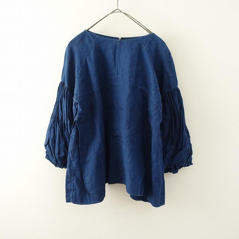 スクランプシャス SCRUMPCIOUS *バルーンスリーブプルオーバー*ネイビーブルーノーカラーブラウス(25-2502-17)【40C52 ...