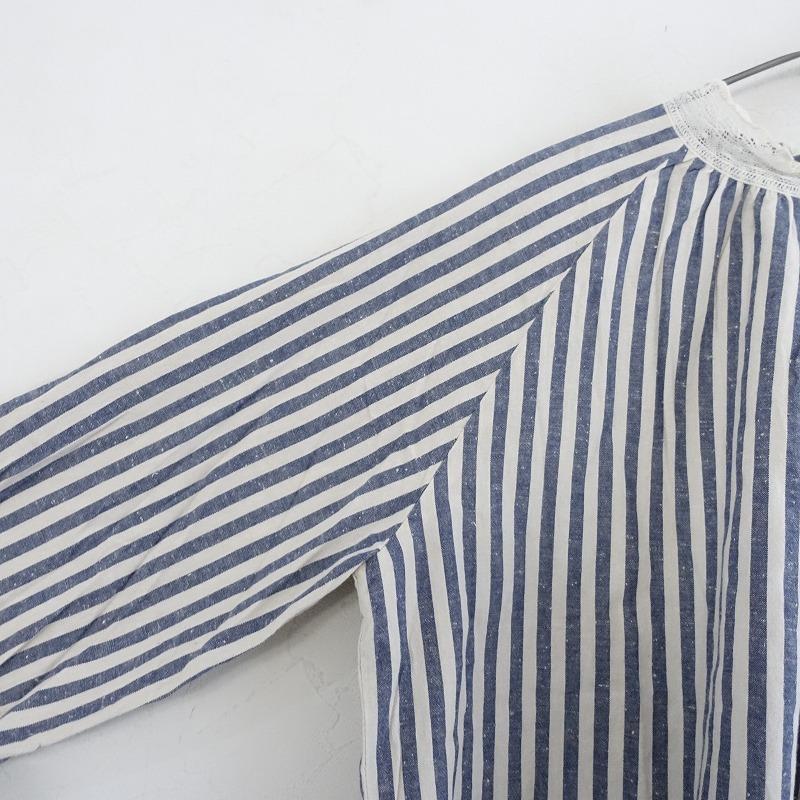 ICHI イチ *レース使いコットンリネンストライプブラウス*綿麻ネイビーグレープルオーバーシャツ(25-2503-157)【31D52】 : ブランド古着買取drop - 通販 ...