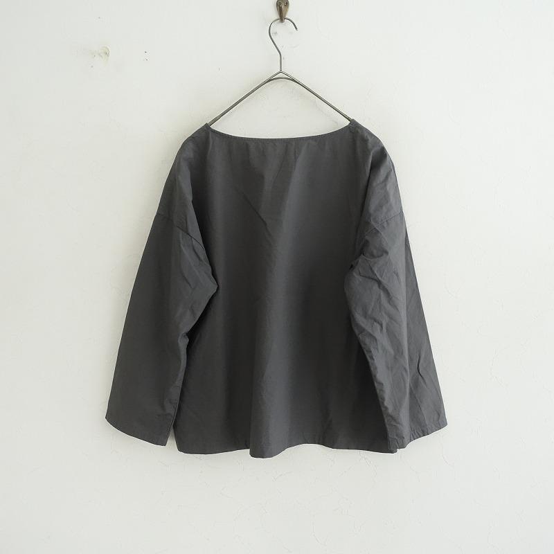 evam eva エヴァムエヴァ *コットンプルオーバーシャツ*綿薄手ブラウス長袖シンプルダークグレー(27-2505-132)【52F52 ...
