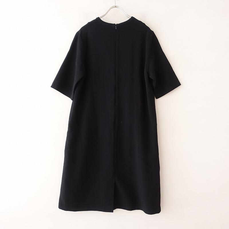 SARA LANZI サラランチ *ウール混七分袖フォーマルドレス*L SARA LANZI サラランチ *ウール混七分袖フォーマルドレス*L