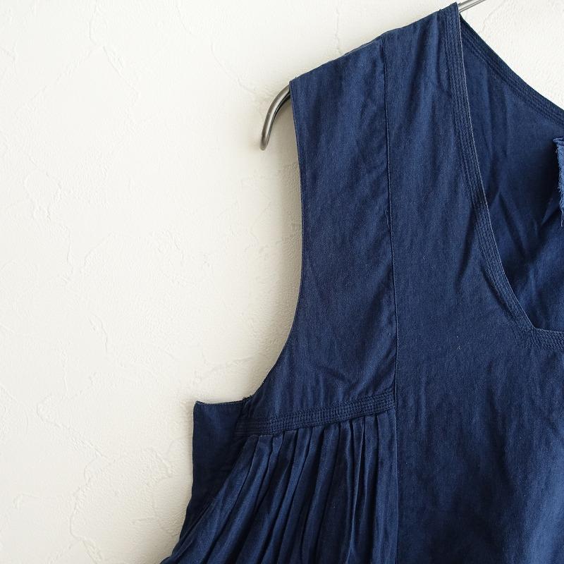 INDIGO PLANET インディゴプラネット Indigo Planet *サイドタックコットンノースリーブワンピース*ネイビー ...