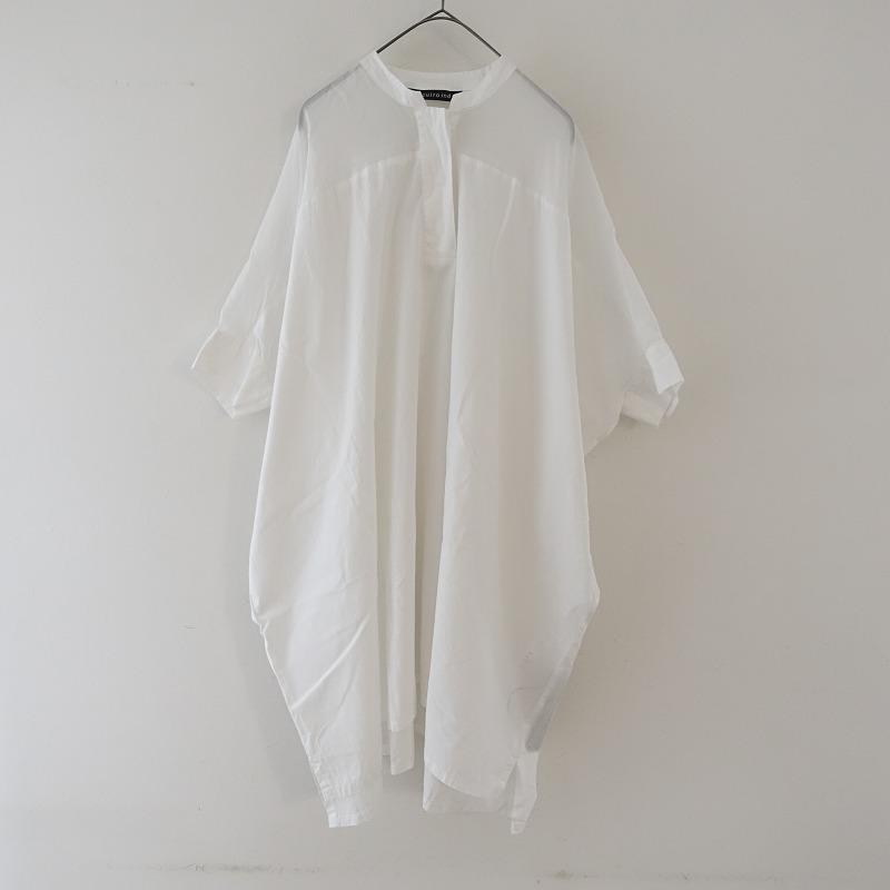 ミズイロインド mizuiro-ind *ビッグシルエットシャツワンピース*白ホワイト無地幅広ブラウスワイド(33-2403-456 ...