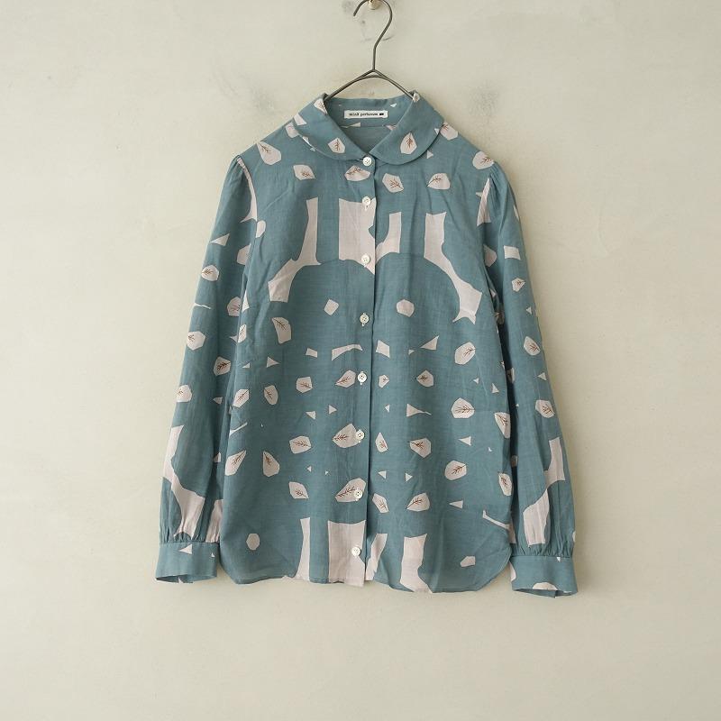 ミナペルホネン mina perhonen *hana tricot コットンシルク丸襟ブラウス*38総柄シャツ長袖(33-2411-171)【03L42】 : 33-2411-171 ...