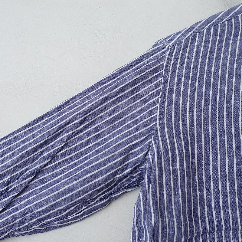 Danton ダントン DANTON *ストライプバンドカラーシャツ*36ブラウス長袖ネイビーオックスフォードリネン(33-2501-335)【12B52】 : ブランド古着買取drop ...