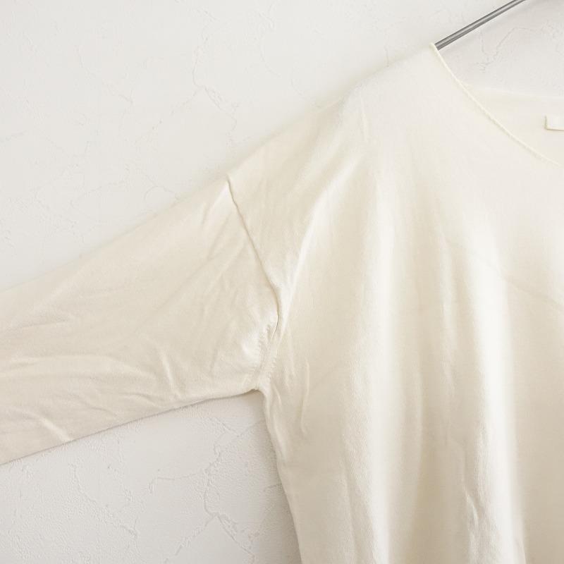 evam eva エヴァムエヴァ *ハイゲージコットンVネックプルオーバー*カットソー無地エクリュ長袖(33-2503-497)【81D52 ...