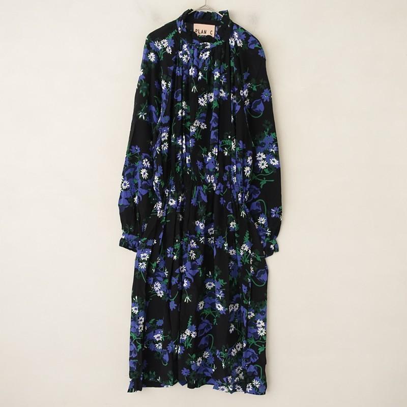Plan C プランシー *フラワープリントシルクシャツワンピース*40