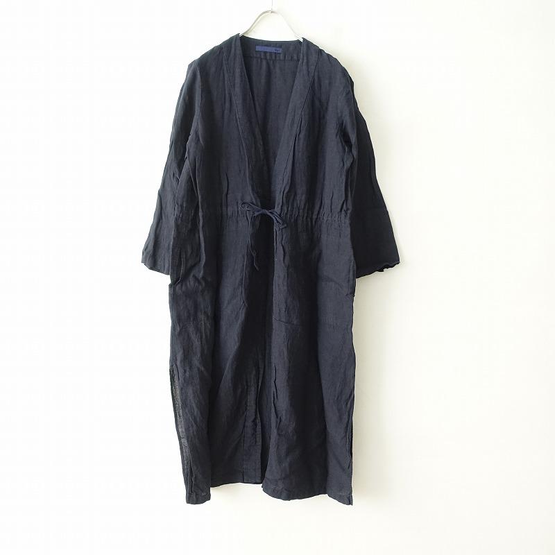 染】エヴァムエヴァ evam eva *linen robe*リネン麻ネイビー紺ロング羽織カーディガン上着(34-2401-14 ...