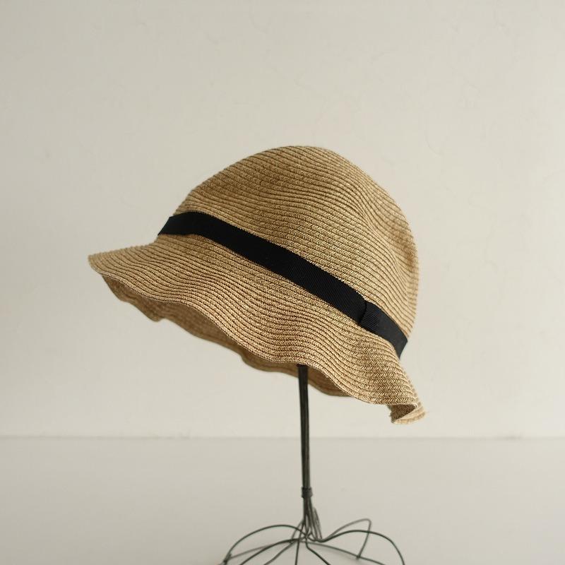 mature ha. マチュアーハ *BOXED HAT 4.5cm brim ボックスハット*グログランリボンペーパー麦わら帽子(ha84-2403-180)【20E42】 : ブランド古着 ...
