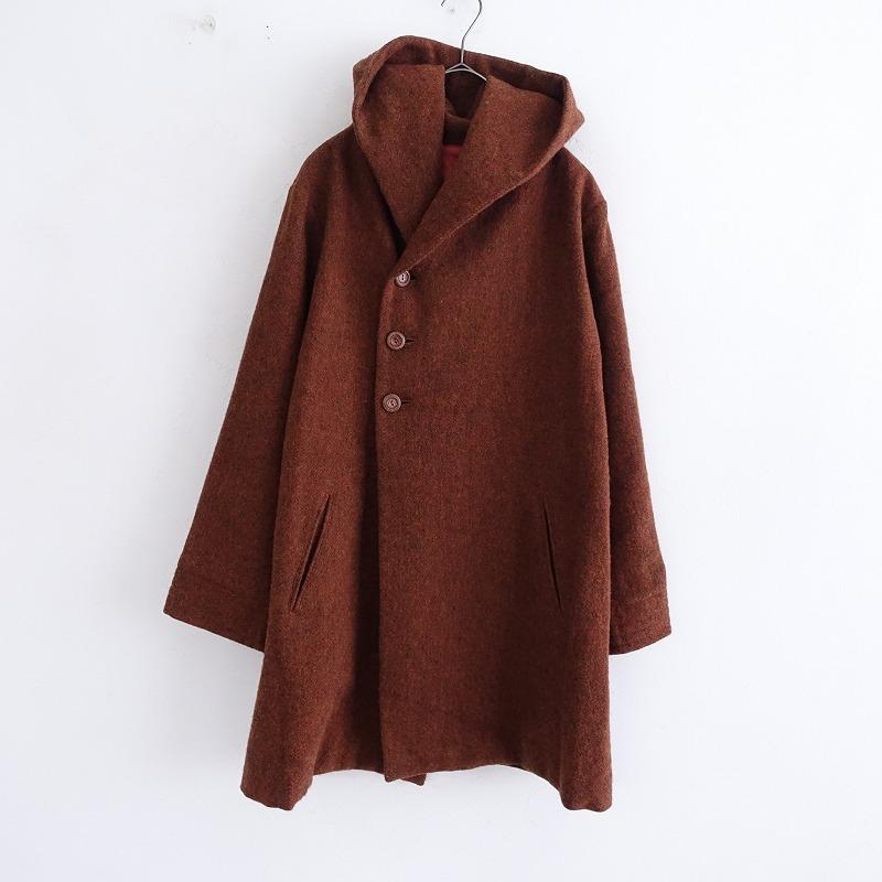 パラスパレス Pal’las Palace *ウールヘリンボーンフードカラーミドルコート*F起毛レッドブラウン裏地付き(jk2-2501-103)【21B52】 : ブランド古着買取drop ...