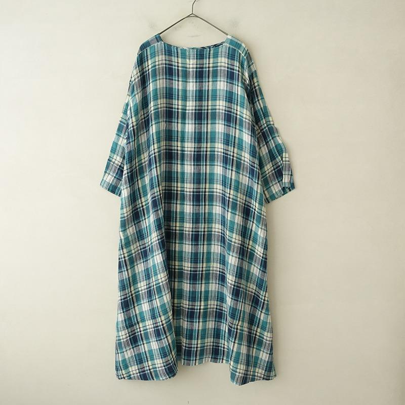 nest Robe 【2022/定価2.9万】ネストローブ *リネンマドラスチェックドルマンワンピース*F麻スクエアネック(M1-2308-208)【52H32】 : ブランド古着買取drop ...