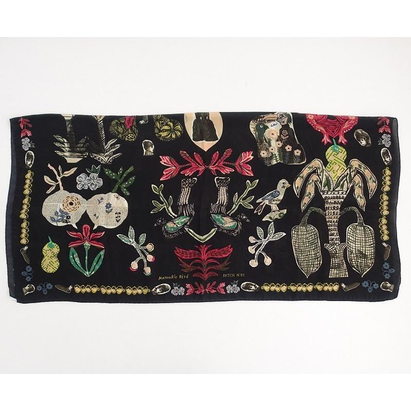 Nathalie Lete×PATCH NYC *シルクスカーフ*絹黒大判0822(st10-2208-14) :st10-2208-14 ...